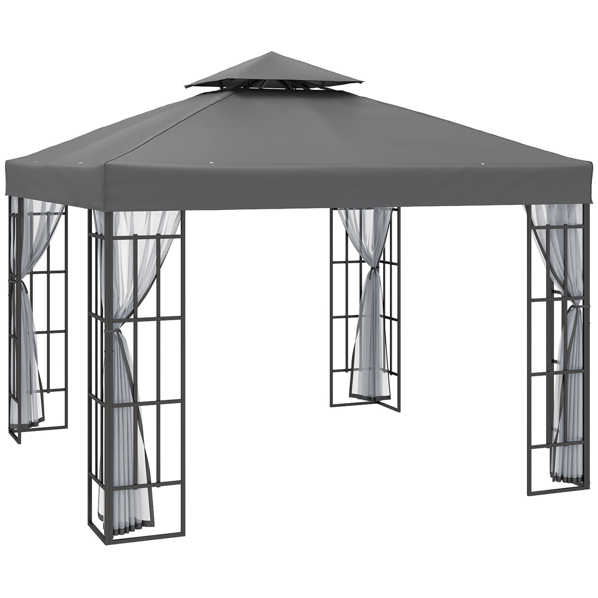 Outsunny 3 x 3(m) Patio Gazebo Canopy Garden Pavilion Tent Shelter with ...