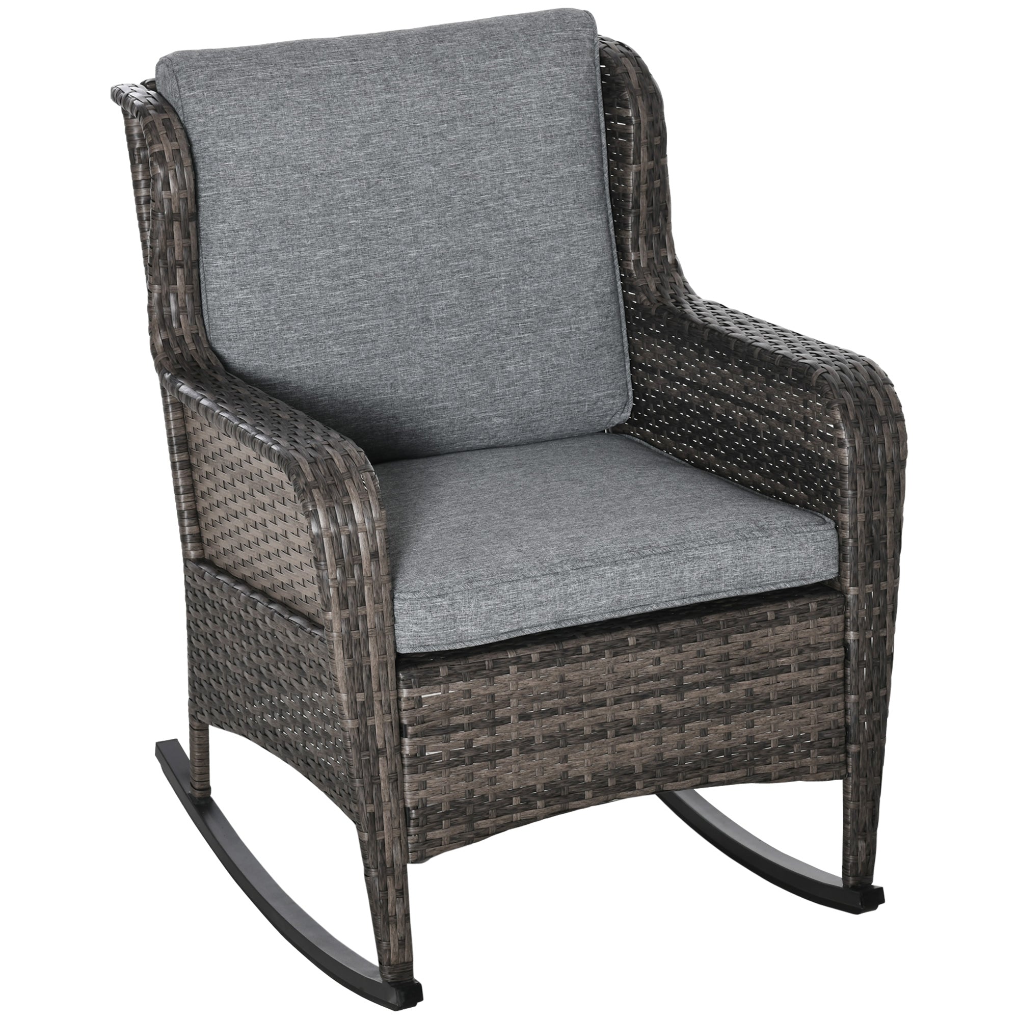 Outsunny Outdoor Rockers with Wide Seat, Thick Cushions, Rattan Rockers ...