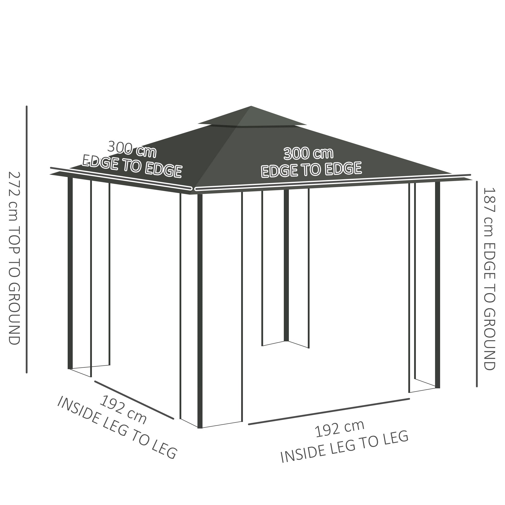 Outsunny 3(m) x 3(m) Garden Gazebo, Double Roof Outdoor Gazebo Canopy ...