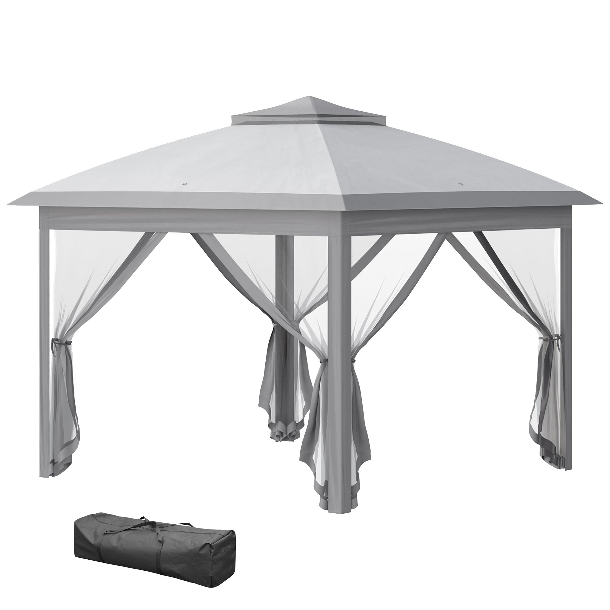 Outsunny 3.3 x 3.3m Pop Up Gazebo, Double Roof Foldable Canopy Tent ...