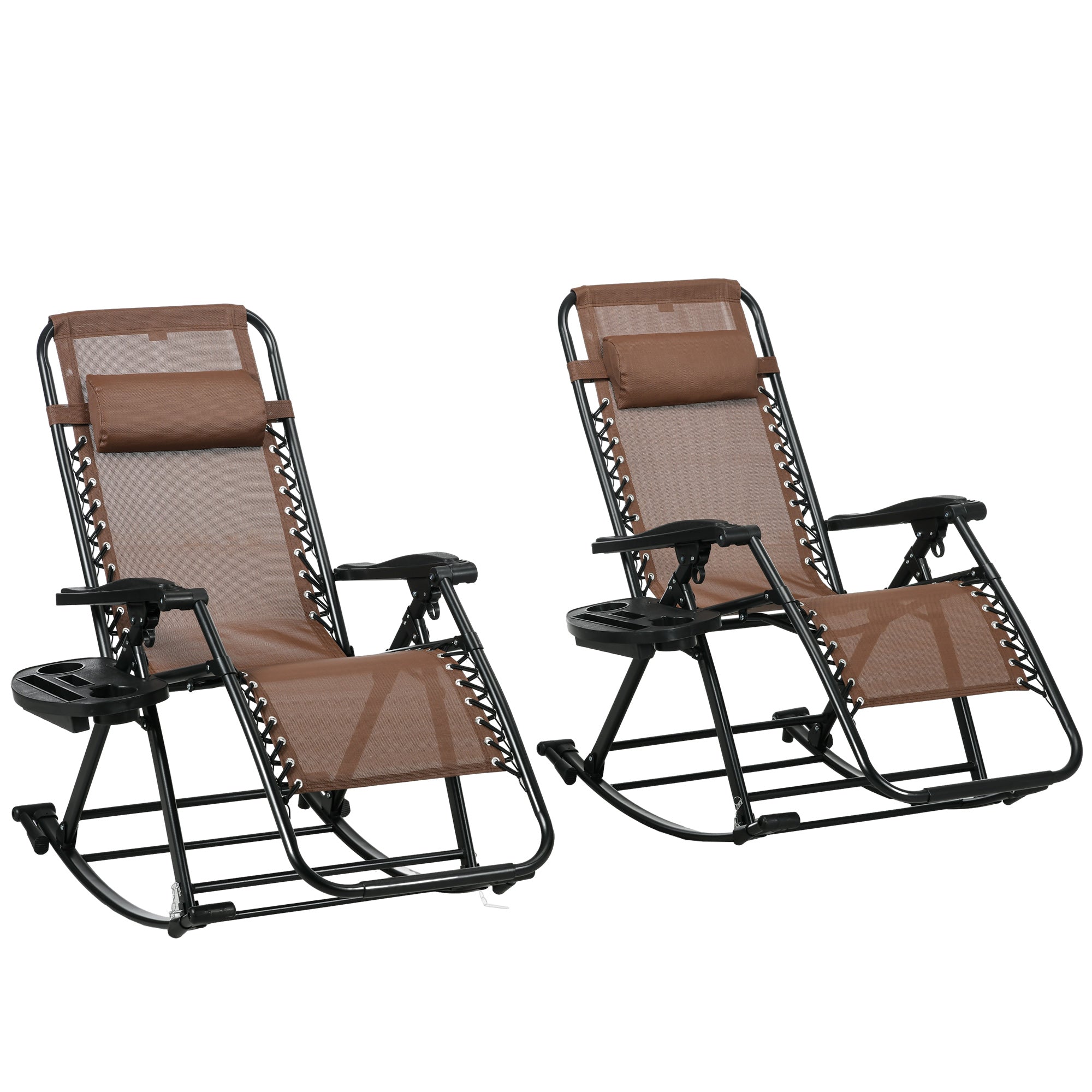 Outsunny Set of 2 Foldable Reclining Zero Gravity Lounge Rockers w ...