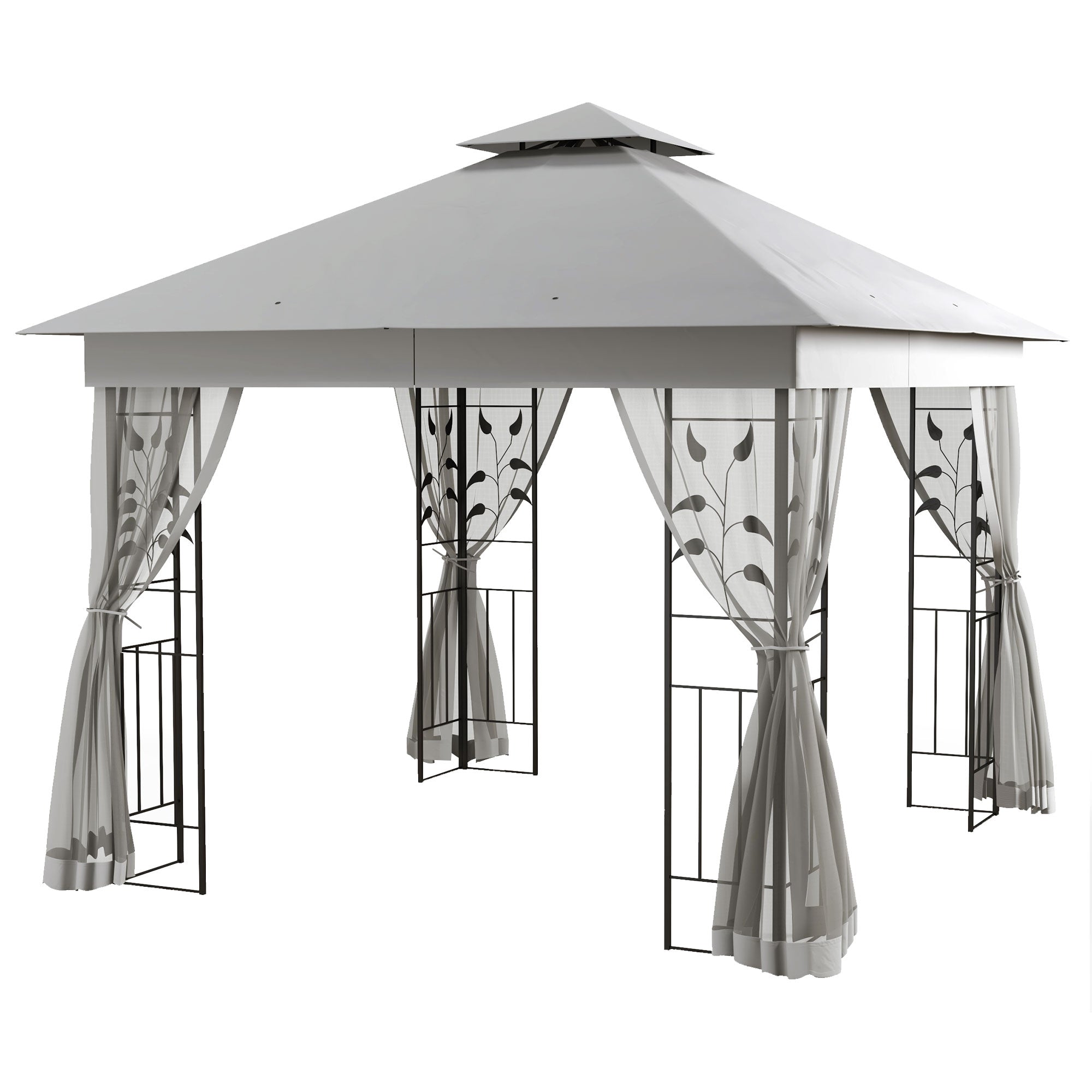 Outsunny 3(m) x 3(m) Garden Gazebo, Double Roof Outdoor Gazebo Canopy ...