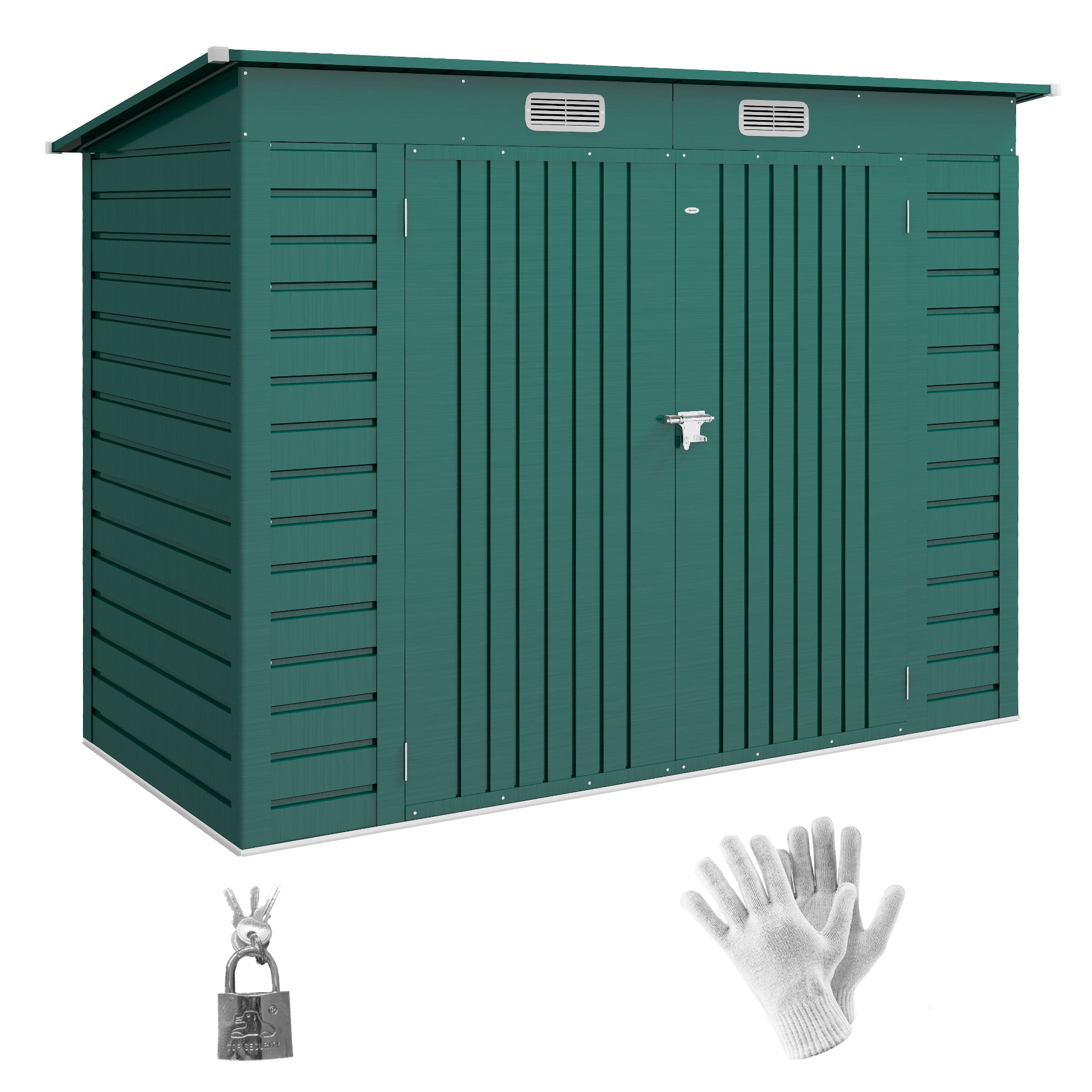 Outsunnny 8 x 4FT Outdoor Storage Shed, Easy to Assemble Galvanized ...