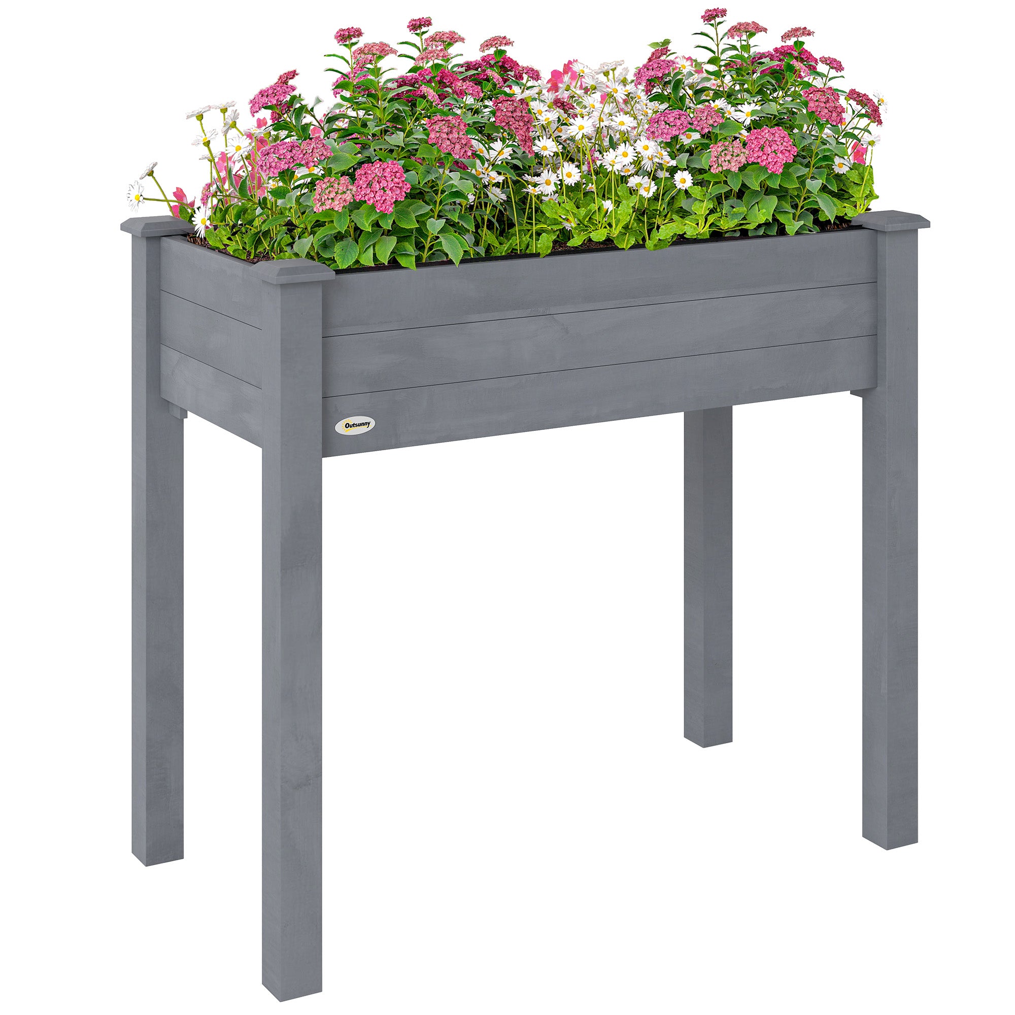 Outsunny Wooden Elevated Planter Box with Liner: Ideal for Gardens