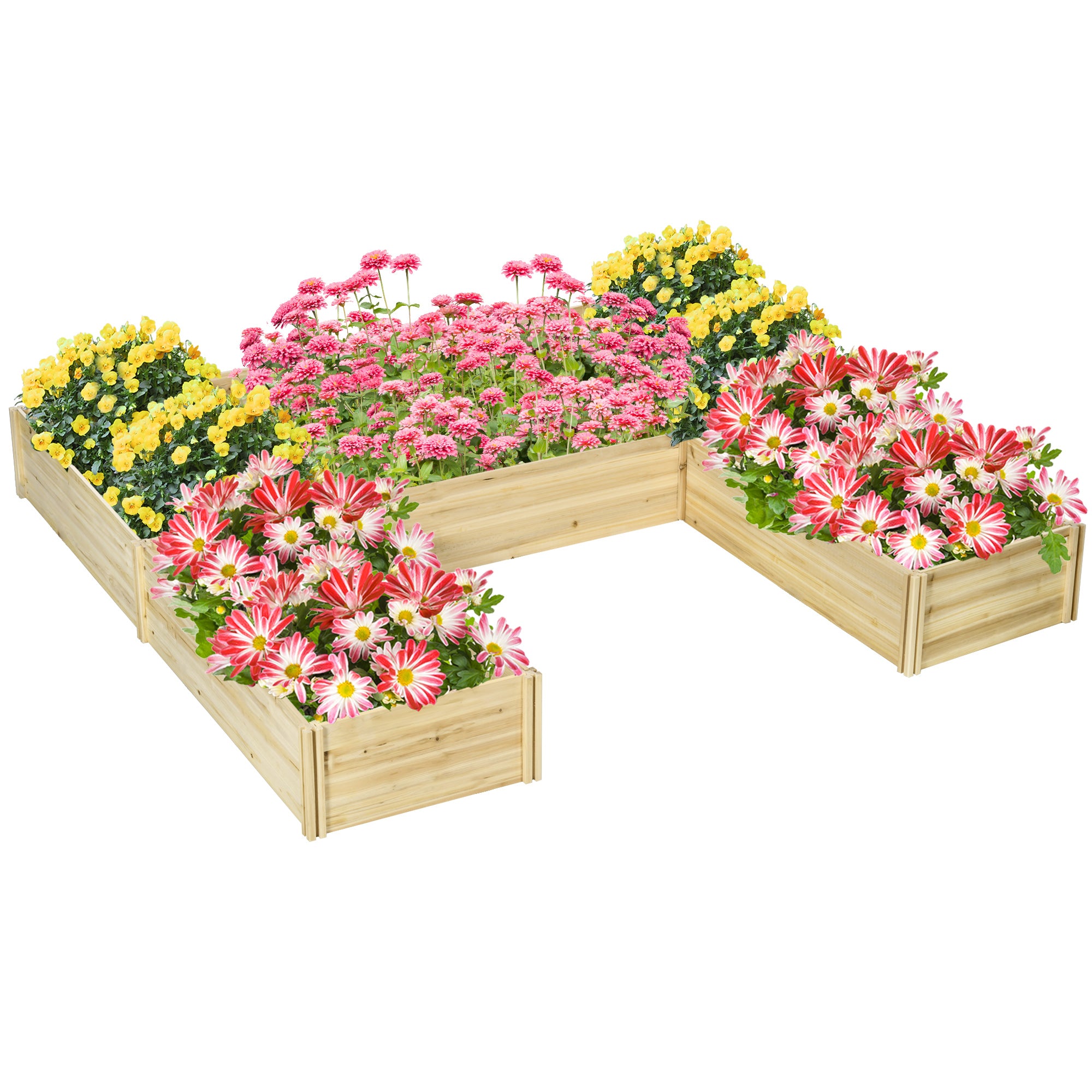 Outsunnny DIY 5-box Wooden Raised Garden Bed Kit with Open Bottom ...