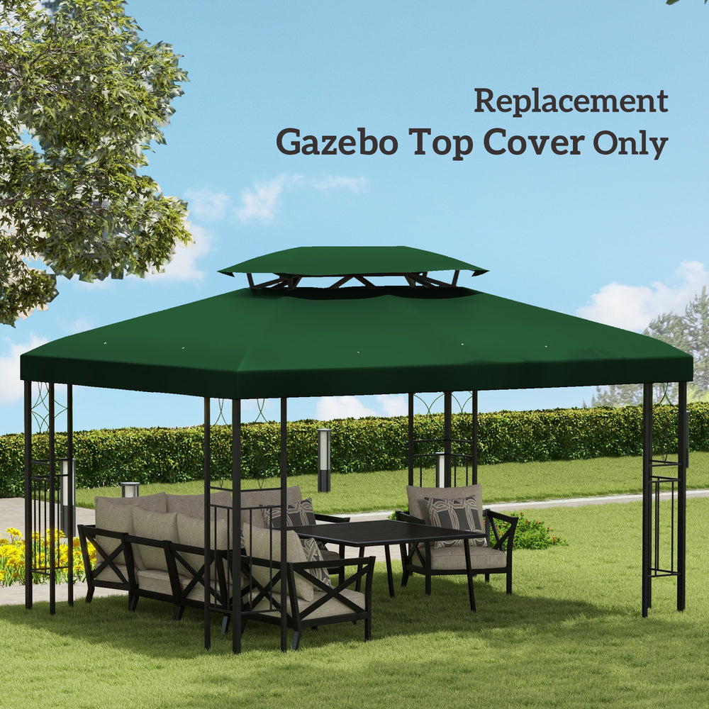 Outsunny 3 x 4m Gazebo Canopy Replacement Cover, 2 Tier Top Roof UV ...