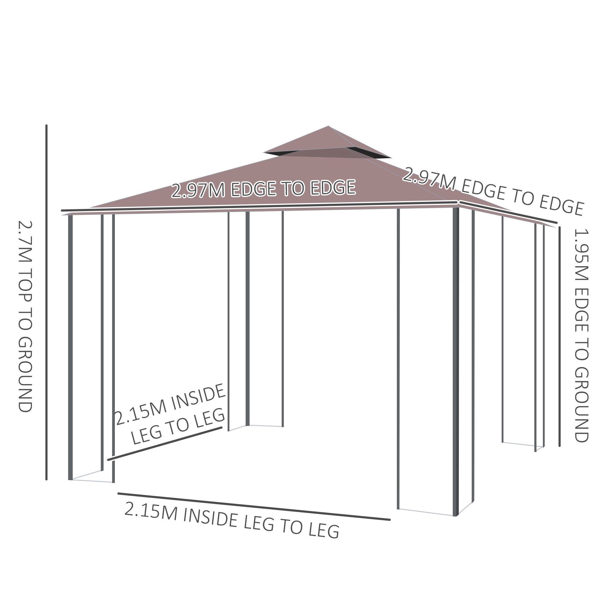 Outsunny 3 x 3(m) Patio Gazebo Canopy Garden Pavilion Tent Shelter with ...