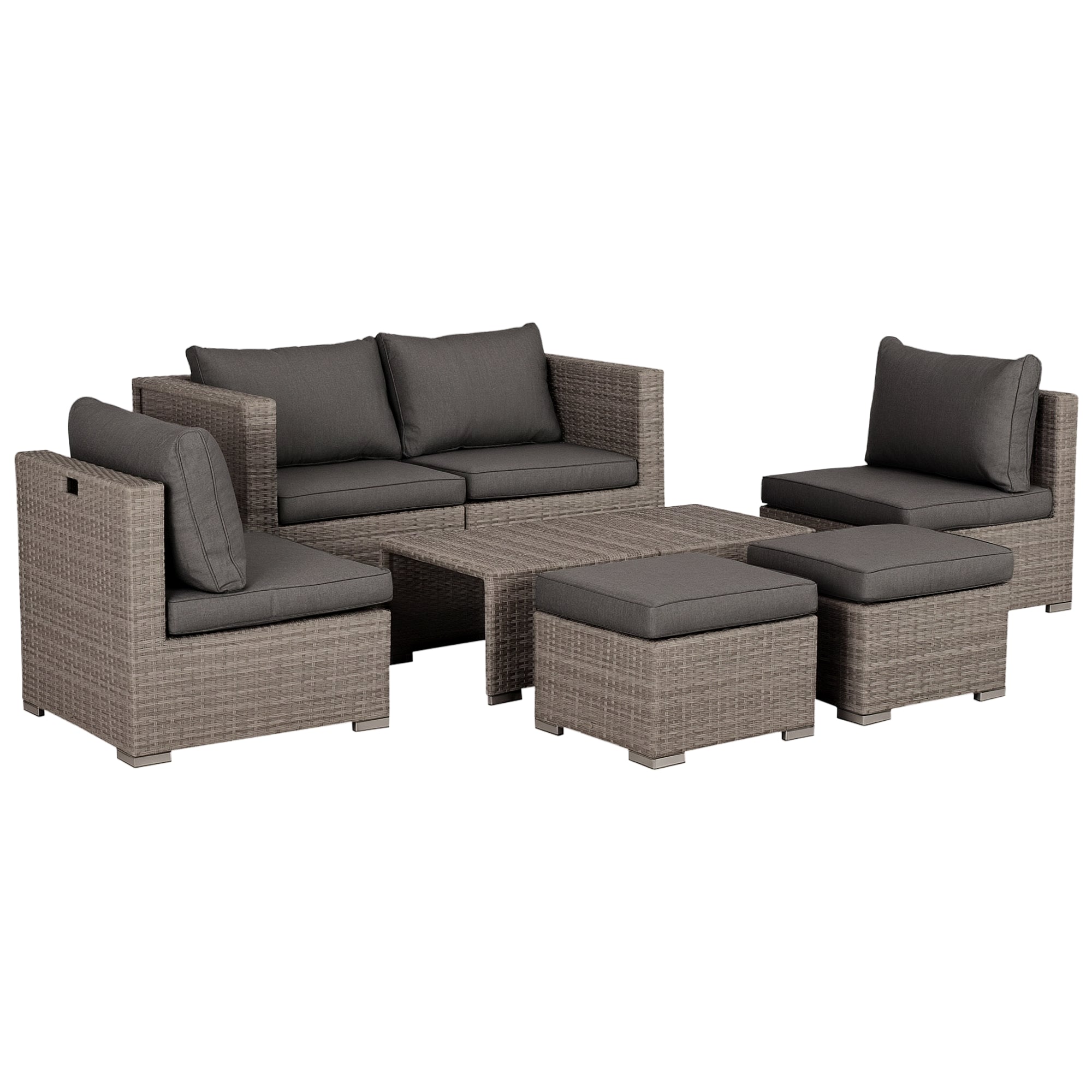 Outsunny 8 Pieces Rattan Garden Furniture Set, Garden Corner Sofa Set ...